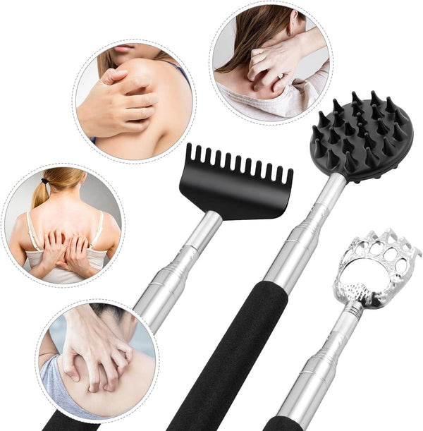 Telescoping Back Scratcher with 3Pcs Detachable Scratching Heads, Back ...