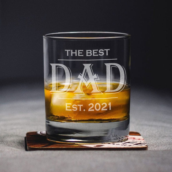 Dad Est 2024 - New Father Whiskey Rocks Glass Gift for First Time ...