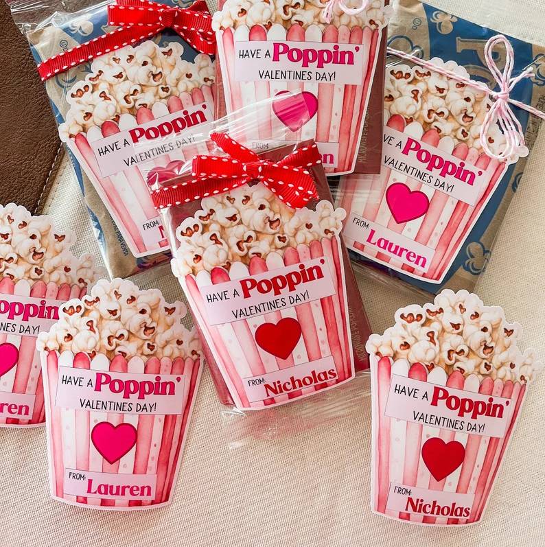 Valentine popcorn stickers,Valentine's Day stickers, Boy Girl Kids ...
