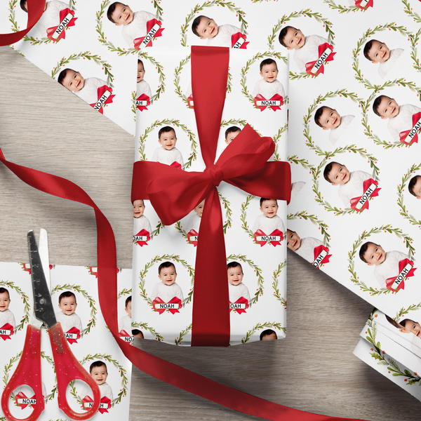 Custom Human Photo Christmas Wrapping Paper - Geckocustom.com