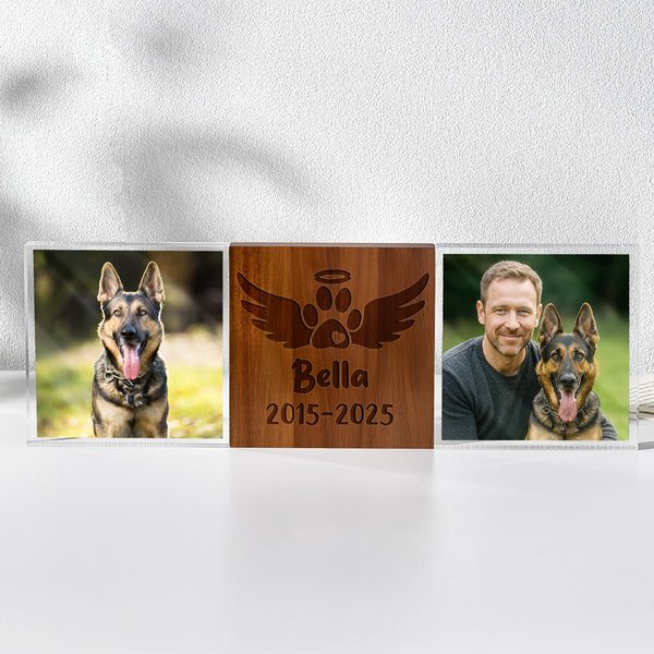 Custom Photo Dog Memorial Wooden & Acrylic Photo Block Set Gift For Dog ...