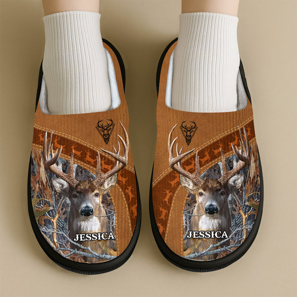 Custom Name Deer Hunting Slippers Gift For Hunting Lovers - Geckocustom.com