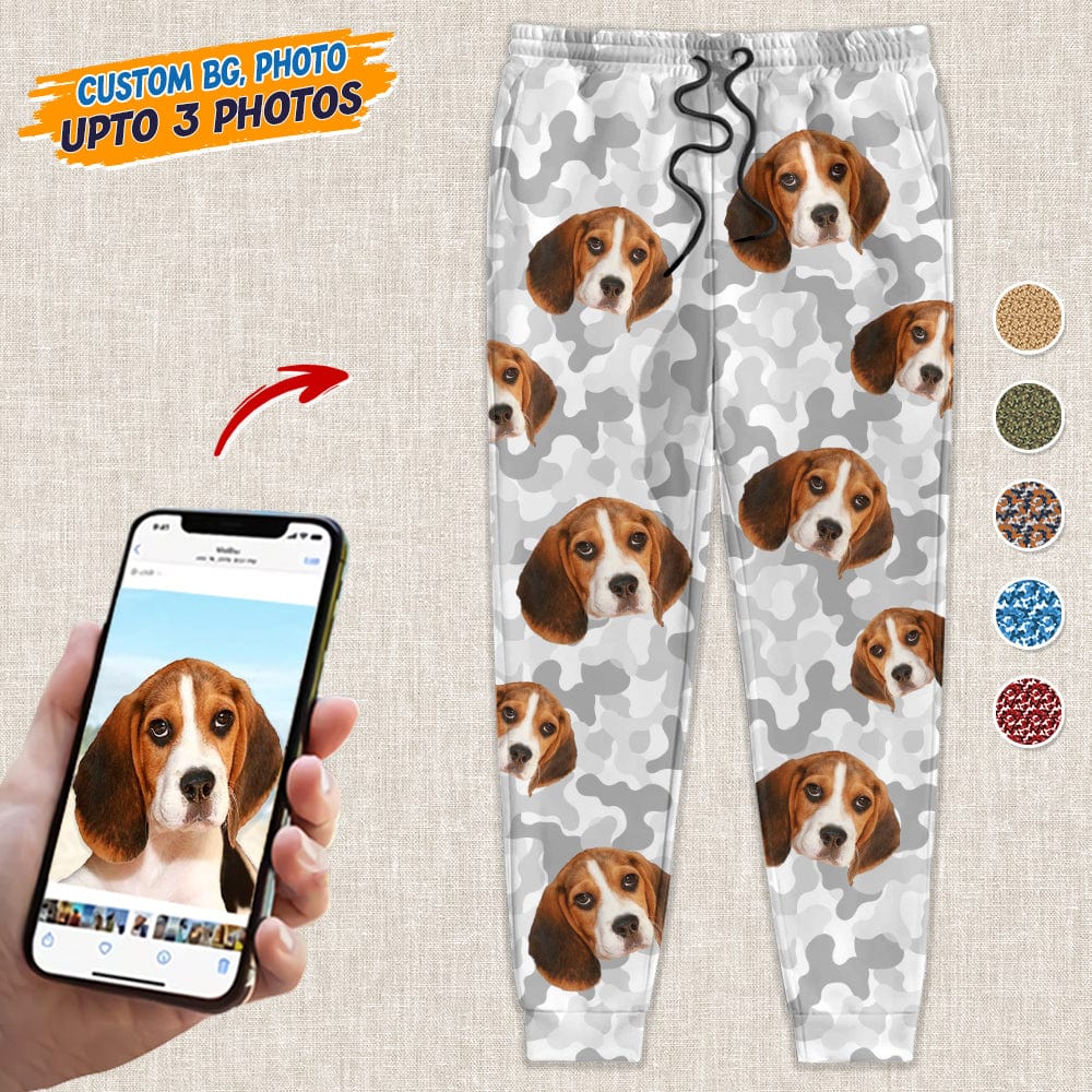 Custom Photo Camo Background Dog Sweatpants N304 HN590 — GeckoCustom