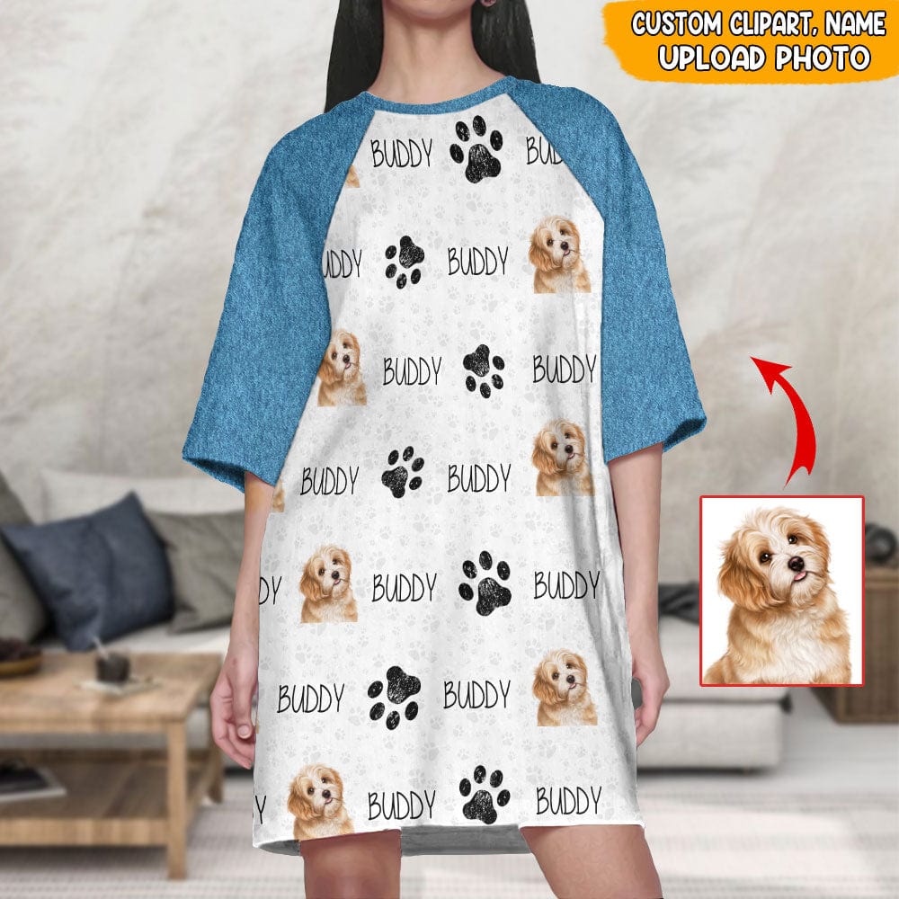 Custom Photo, Clipart For Dog Lover Dog Raglan Nightgown T368 HN590 ...