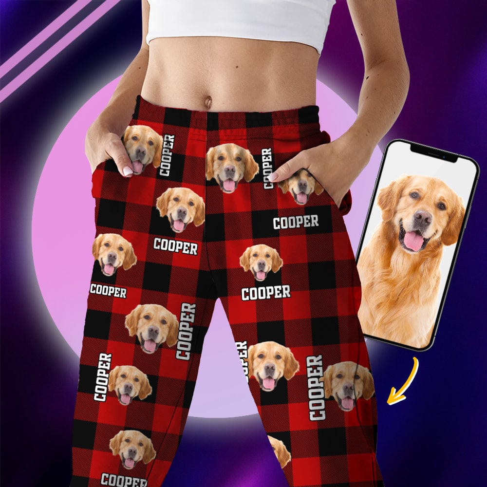 Custom Photo Name Dog Cat Flannel Pajamas HO82 K228 888737 - GeckoCustom