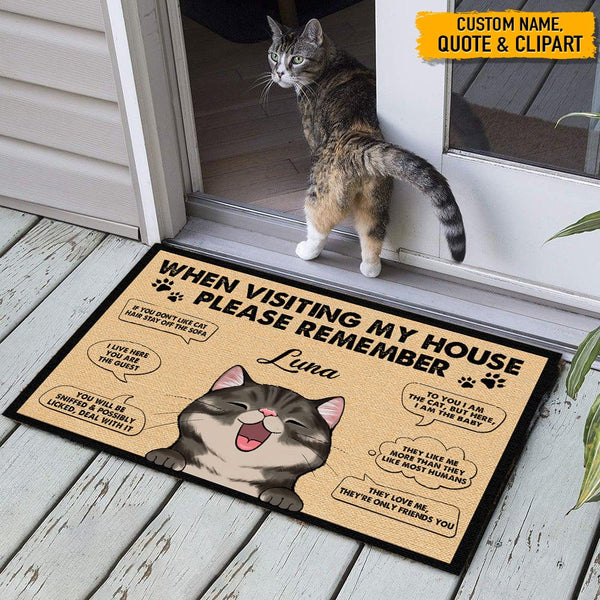 When Visiting My House Cat Doormat N304 HN590 - GeckoCustom
